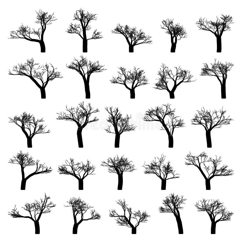 Spooky Tree Silhouette Isolated. EPS 8 Stock Vector - Illustration of ...