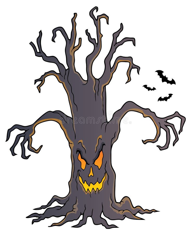 Spooky tree silhouette stock vector. Illustration of contour - 10086082