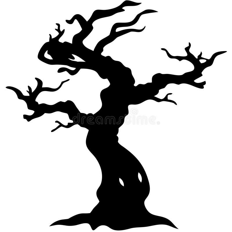 Spooky Twisted Tree Silhouette for Halloween Themed Designs and Decor ...