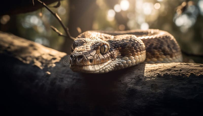 Spooky Viper Crawls on Branch, Focus on Its Markings Generated by AI ...