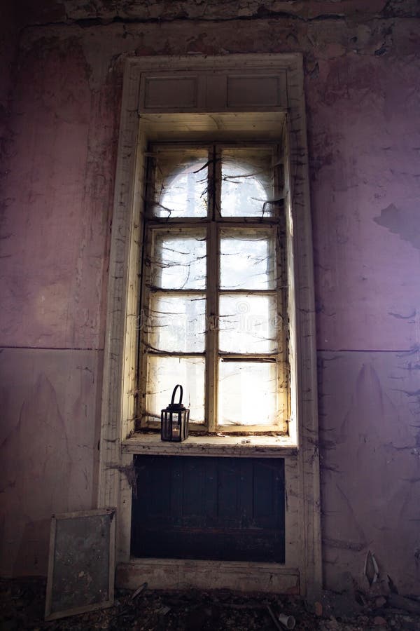Spooky Window in a Haunted House Stock Image - Image of facade, covered ...