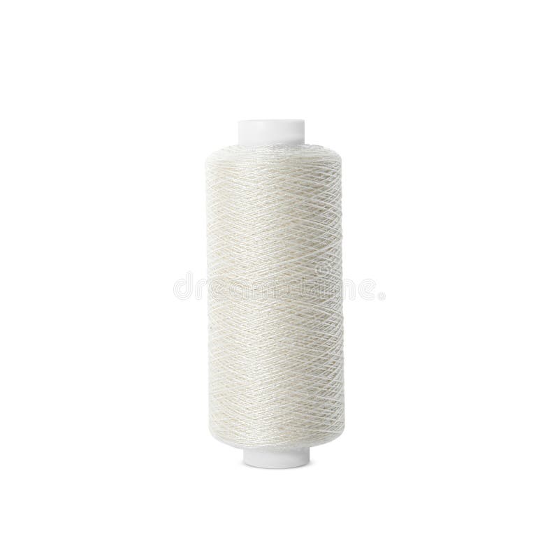 Spool of Beige Sewing Thread Isolated on White Stock Photo - Image of ...