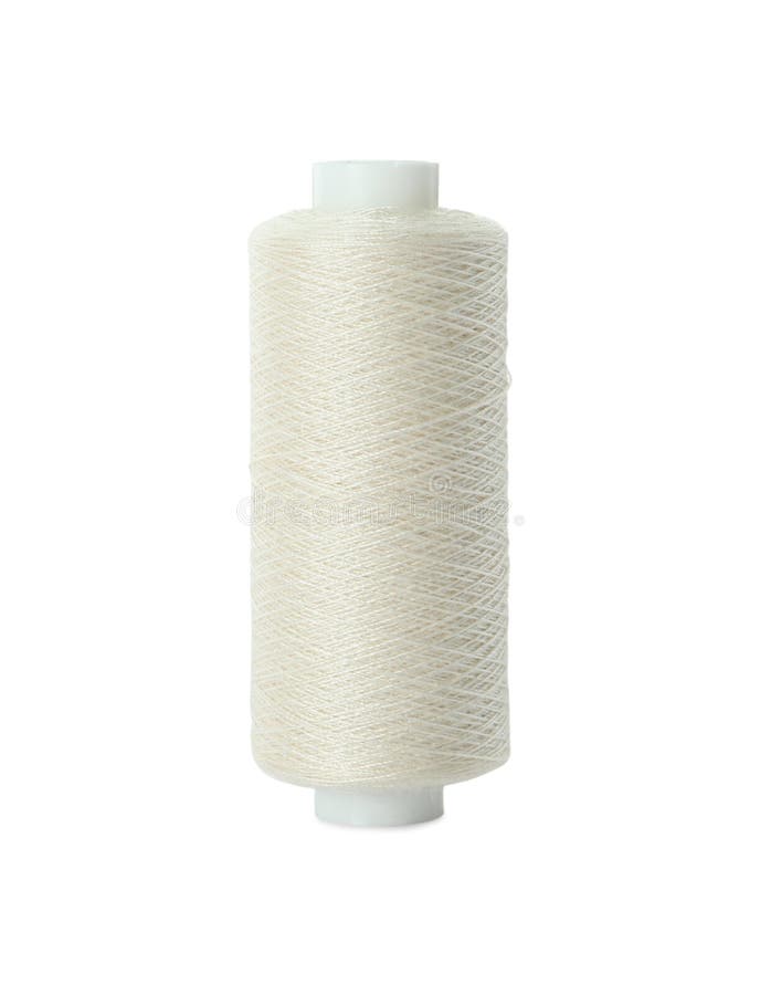 Spool of Beige Sewing Thread Isolated on White Stock Photo - Image of ...