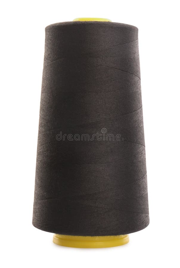 Spool of Black Sewing Thread Isolated on White Stock Photo - Image of ...