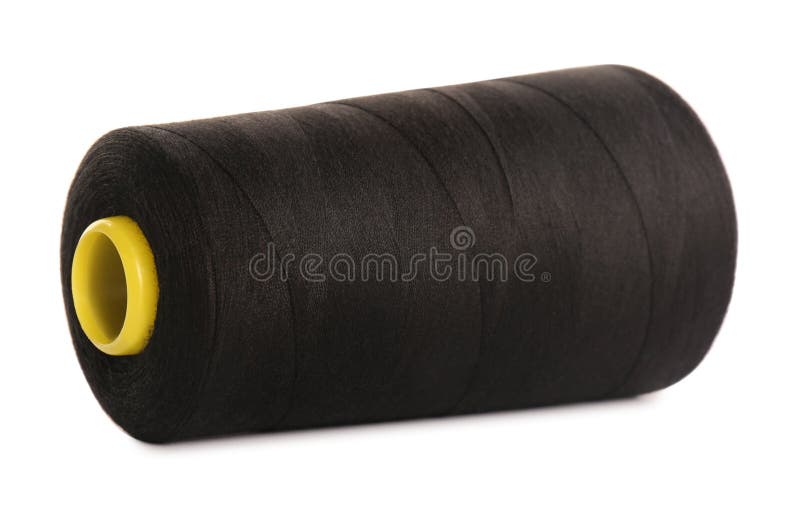 Spool of Black Sewing Thread Isolated on White Stock Photo - Image of ...