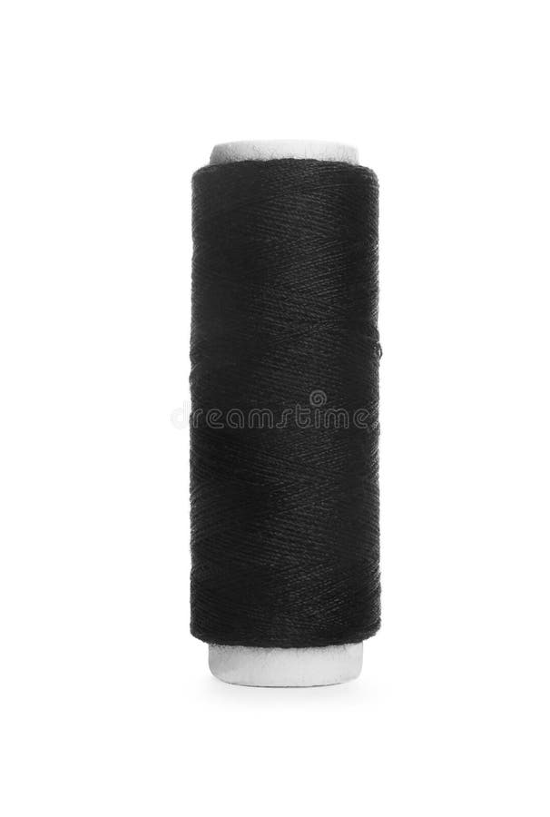 Spool of Black Sewing Thread Isolated on White Stock Image - Image of ...