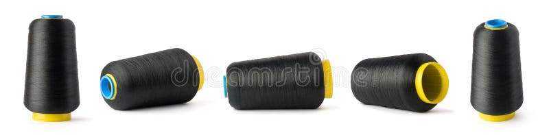 Spool of Black Sewing Thread on White Stock Photo - Image of design ...
