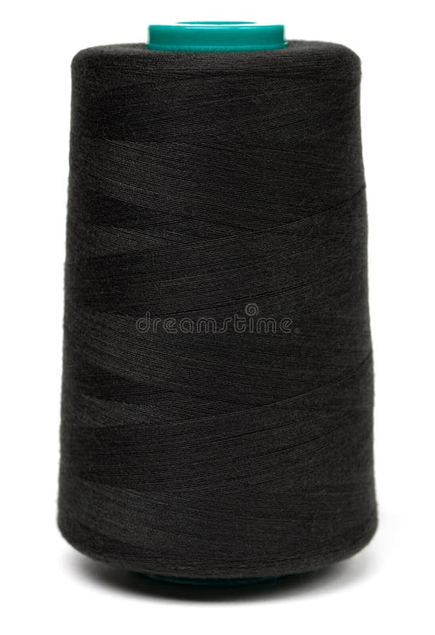 Spool of Black Sewing Thread Isolated on White Stock Photo - Image of ...