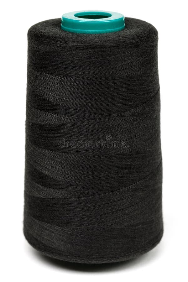 Spool of Black Sewing Threads Isolated on White Background Stock Photo ...