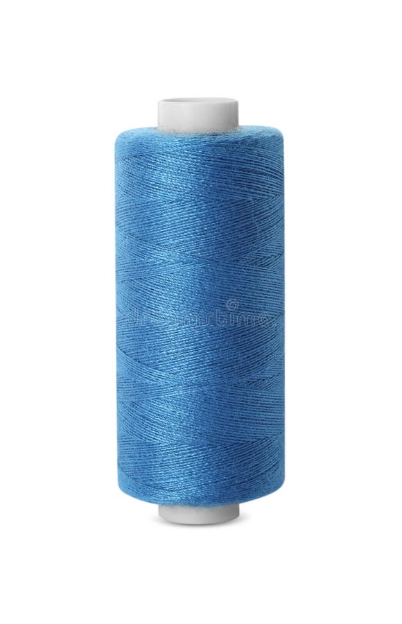 Spool of Blue Sewing Thread Isolated on White Stock Image - Image of ...