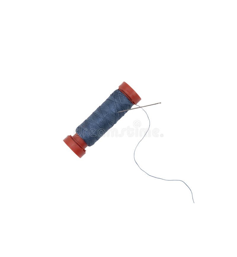 A Spool of Blue Sewing Thread with a Needle Stock Illustration ...