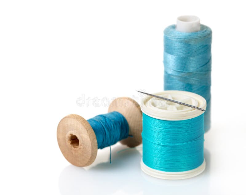 Spool of Blue Thread Macro Background Stock Photo - Image of roll, blue ...