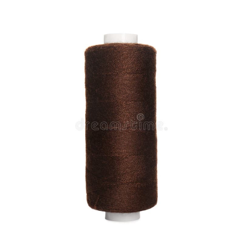 Spool of Brown Sewing Thread Isolated on White Stock Image - Image of ...