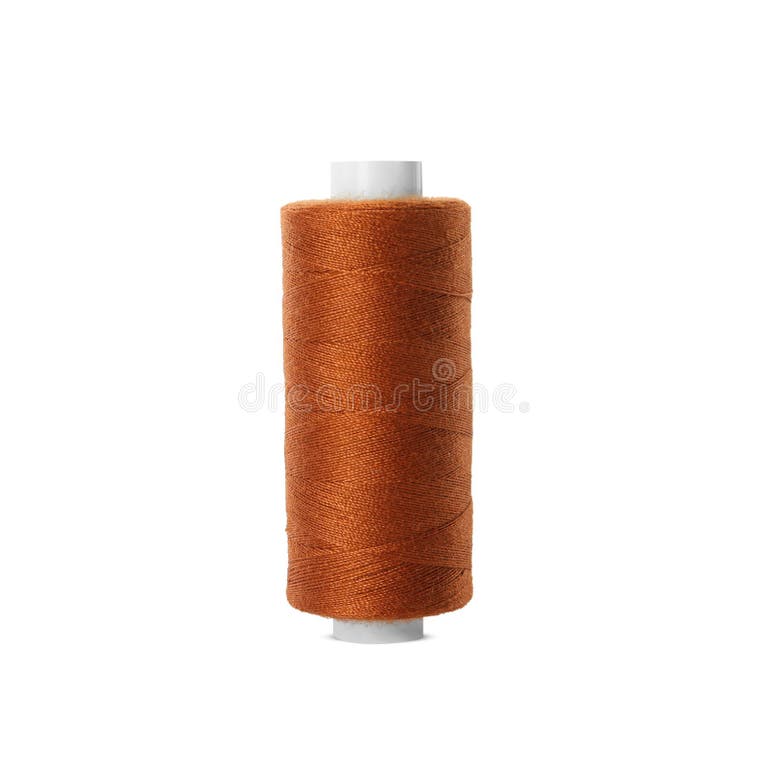 Spool of Brown Sewing Thread Isolated on White Stock Photo - Image of ...