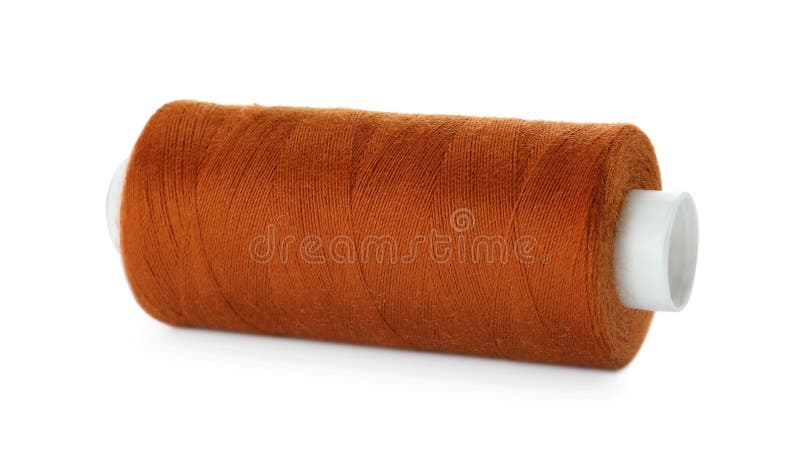Spool of Brown Sewing Thread Isolated on White Stock Image - Image of ...