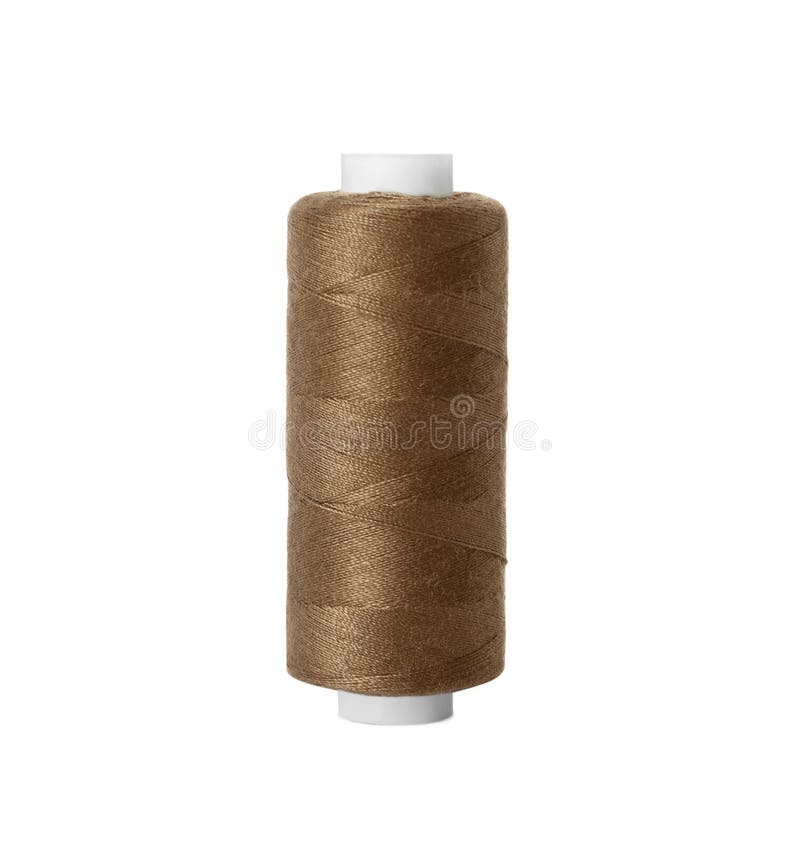 Spool of Brown Sewing Thread Isolated on White Stock Image - Image of ...