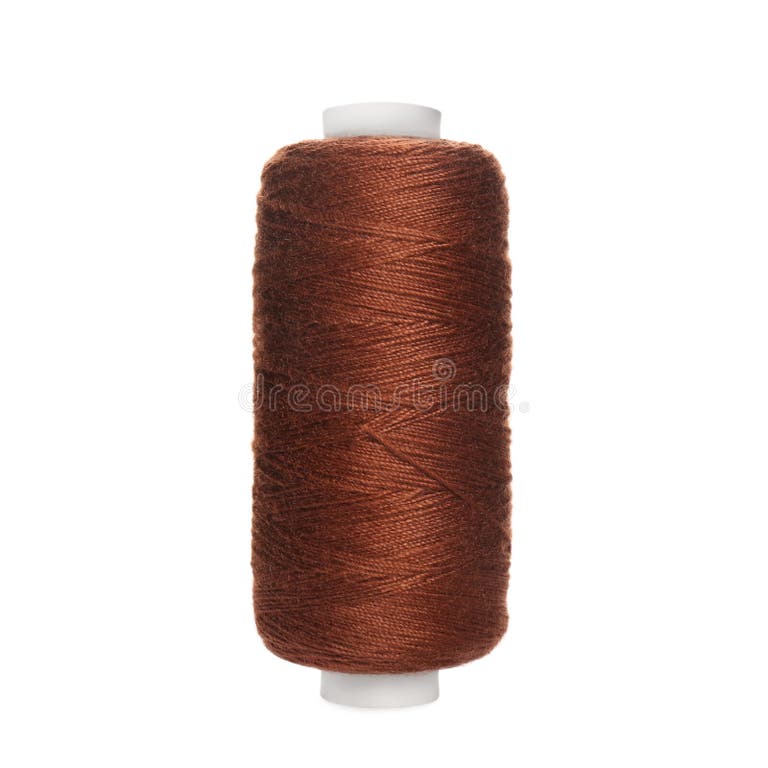 Spool of Brown Sewing Thread Isolated on White Stock Photo - Image of ...