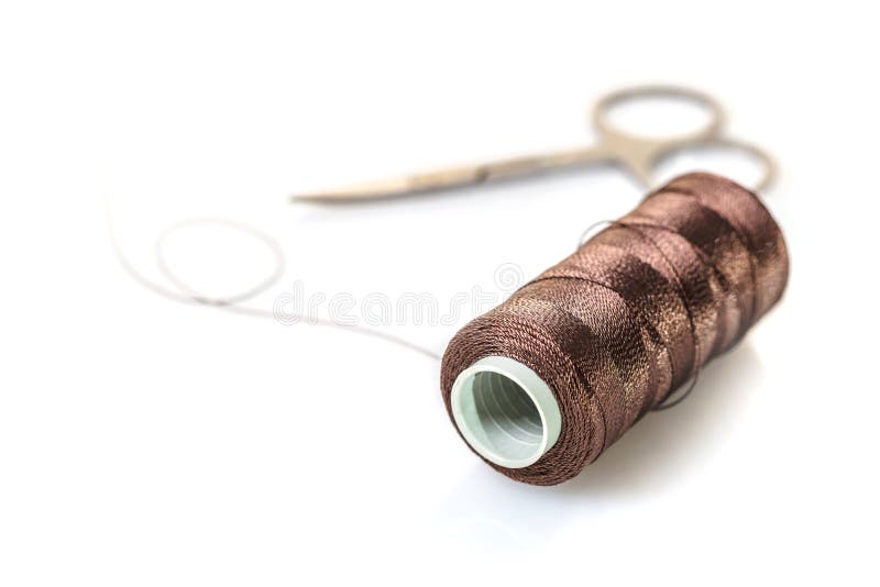 Spool of Brown Capron Thread Stock Image - Image of sewingwork, craft ...