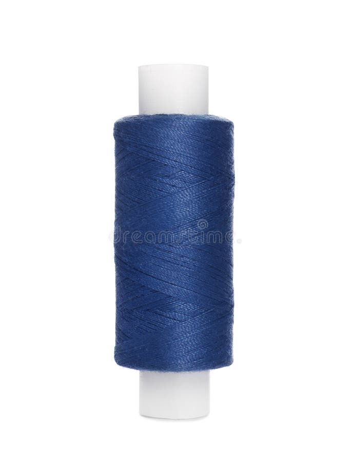 Spool of Dark Blue Sewing Thread Isolated on White Stock Image - Image ...