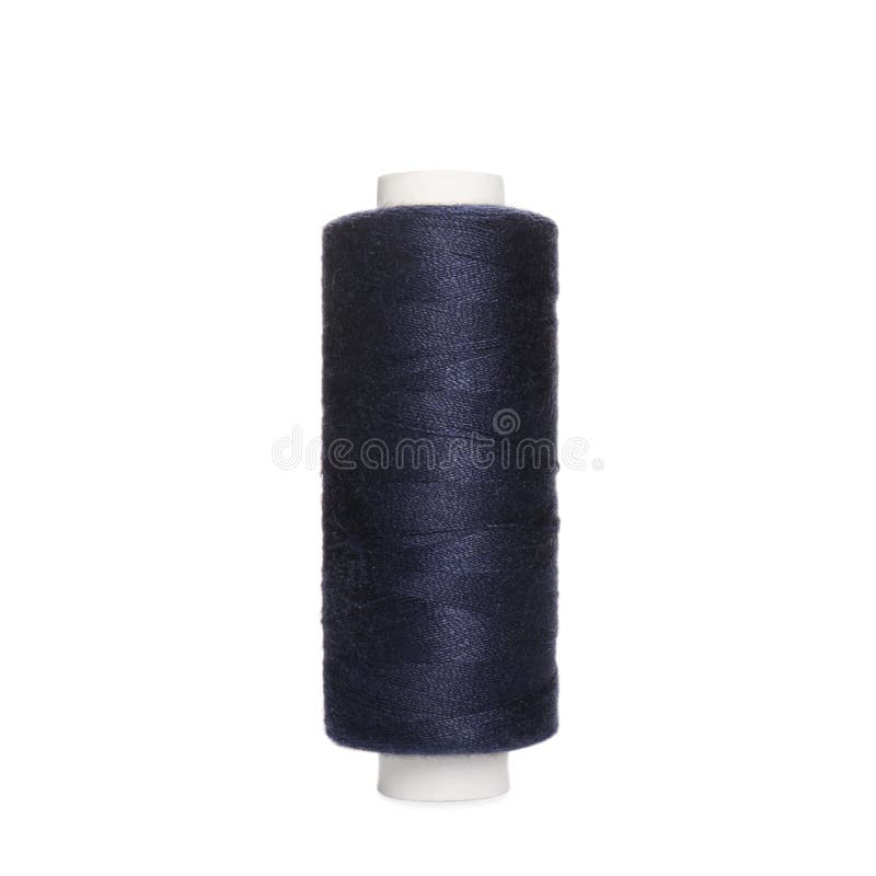 Spool of Dark Blue Sewing Thread Isolated on White Stock Photo - Image ...