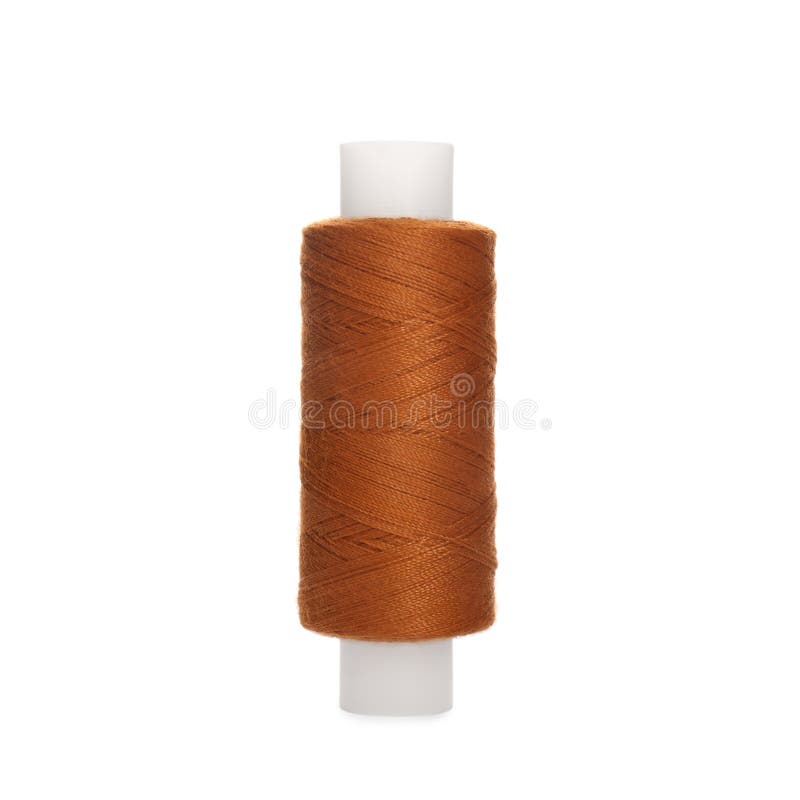 Spool of Dark Orange Sewing Thread Isolated on White Stock Photo ...