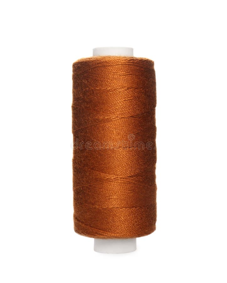 Spool of Dark Orange Sewing Thread Isolated on White Stock Image ...