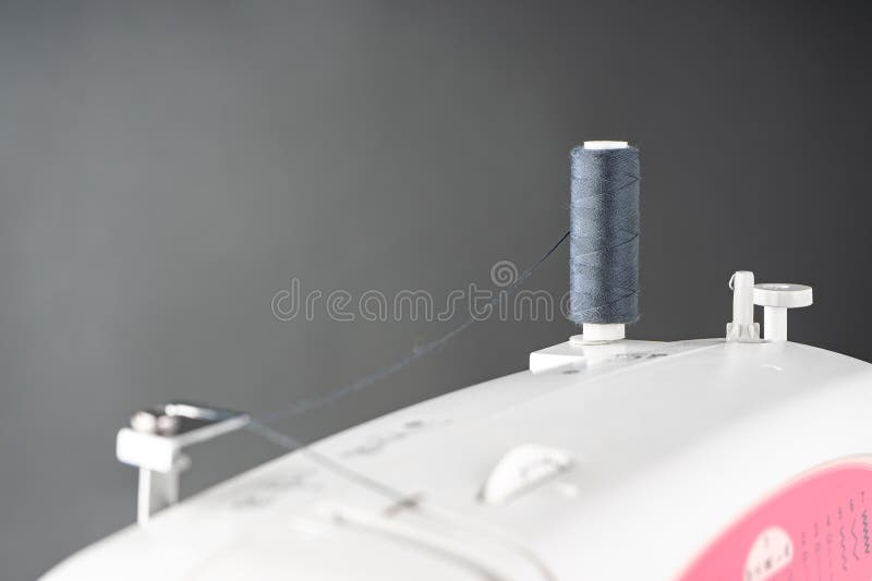 Spool Gray Sewing Thread Stands Top White Modern Machine Stock Photos ...