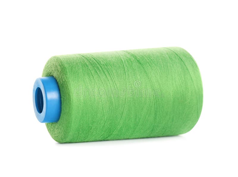 Spool of Green Sewing Thread Isolated on White Stock Photo - Image of ...