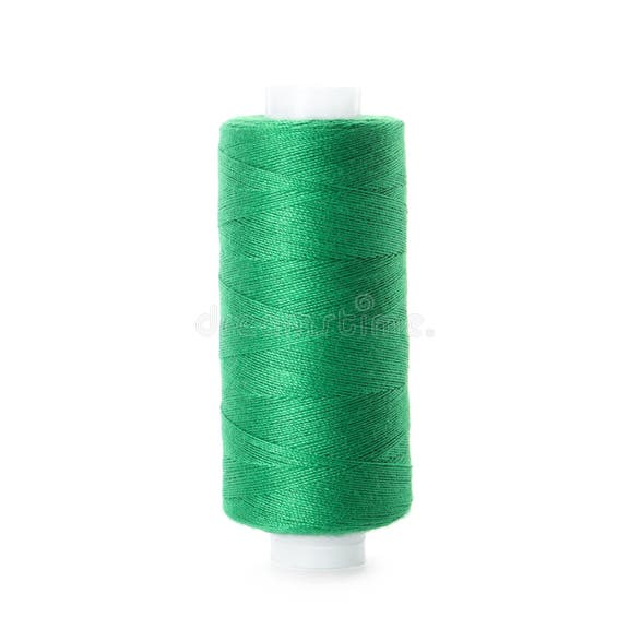 Spool of Green Sewing Thread Isolated on White Stock Photo - Image of ...