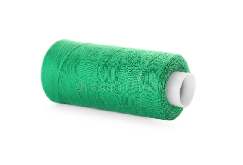 Spool of Green Sewing Thread Isolated on White Stock Image - Image of ...