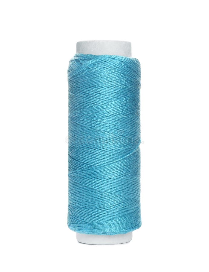 Spool of Light Blue Sewing Thread Isolated on White Stock Image - Image ...