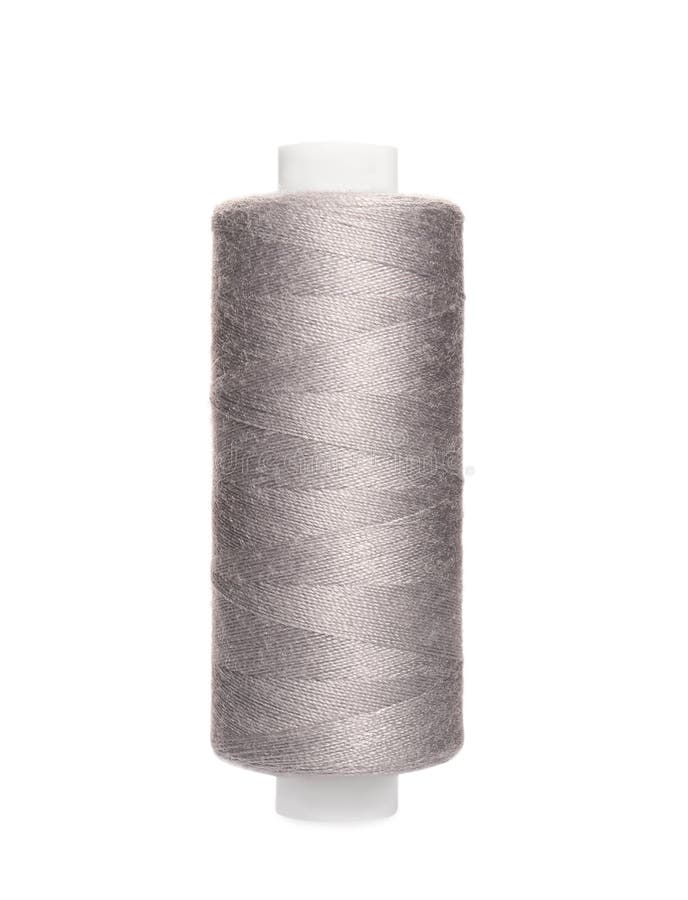 Spool of Light Grey Sewing Thread Isolated on White Stock Image - Image ...