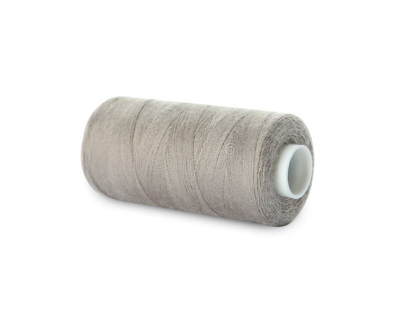 Spool of Light Grey Sewing Thread Isolated on White Stock Image - Image ...