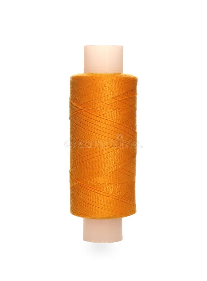 Spool of Orange Sewing Thread Isolated on White Stock Photo - Image of ...