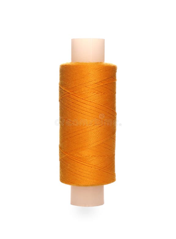 Spool of Orange Sewing Thread Isolated on White Stock Photo - Image of ...