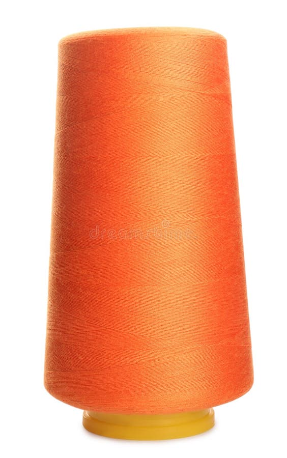 Spool of Orange Sewing Thread Isolated on White Stock Photo - Image of ...