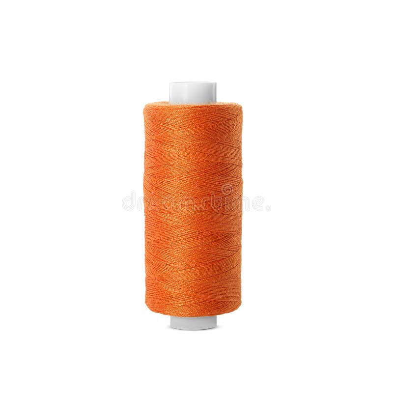 Spool of Orange Sewing Thread Isolated on White Stock Image - Image of ...