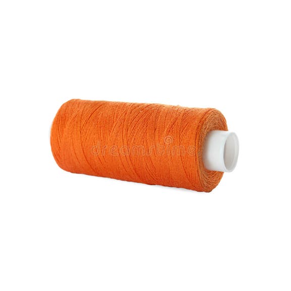 Spool of Orange Sewing Thread Isolated on White Stock Photo - Image of ...