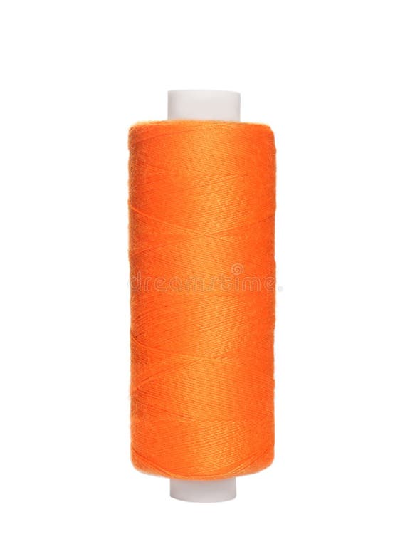 Spool of Orange Sewing Thread Isolated on White Stock Photo - Image of ...