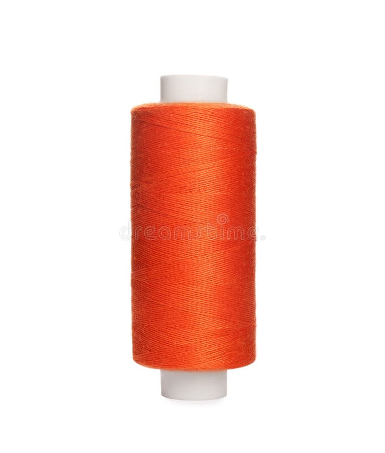 Spool of Orange Sewing Thread Isolated on White Stock Photo - Image of ...