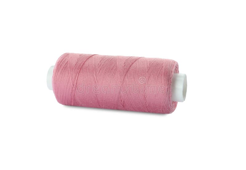 Spool of Pink Sewing Thread Isolated on White Stock Photo - Image of ...