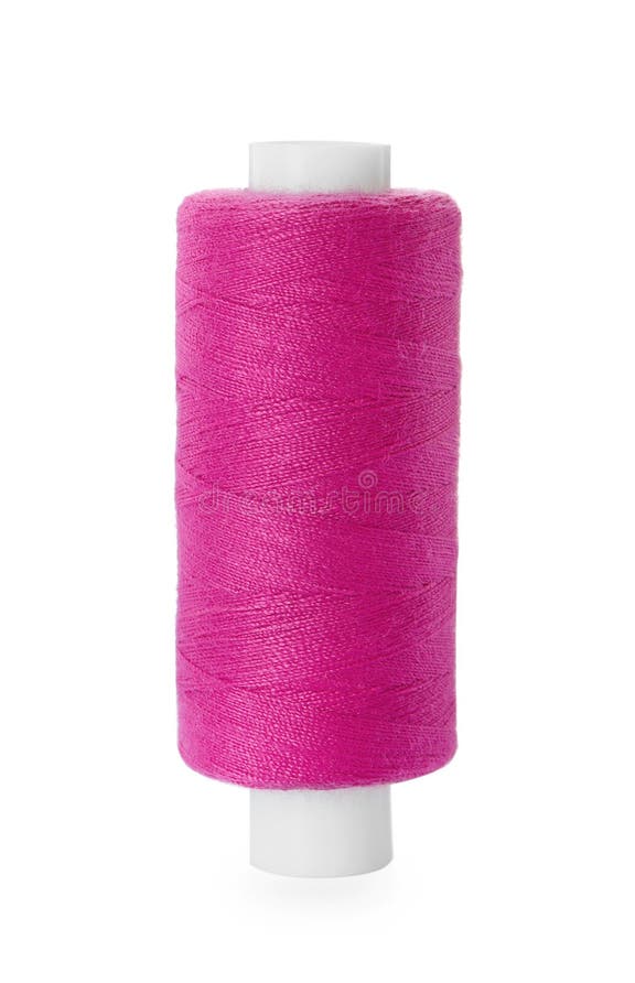 Spool of Pink Sewing Thread Isolated on White Stock Photo - Image of ...