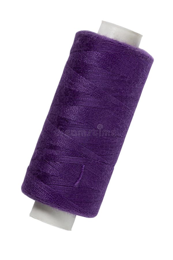 Spool of Purple Sewing Thread Close Up Isolated on White Stock Photo ...