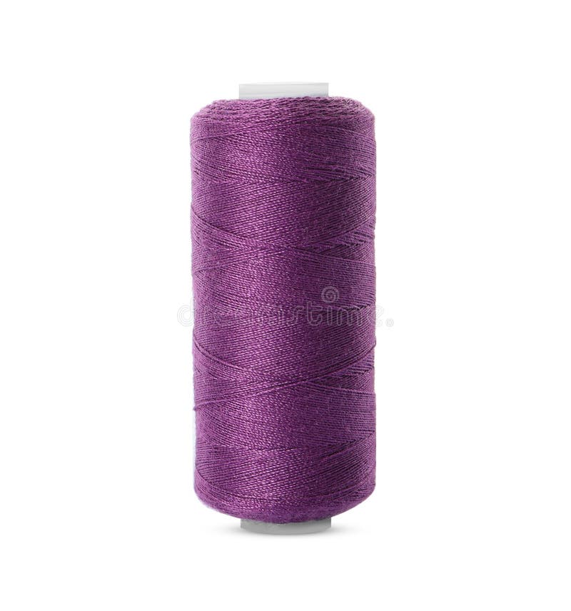 Spool of Purple Sewing Thread Isolated on White Stock Photo - Image of ...