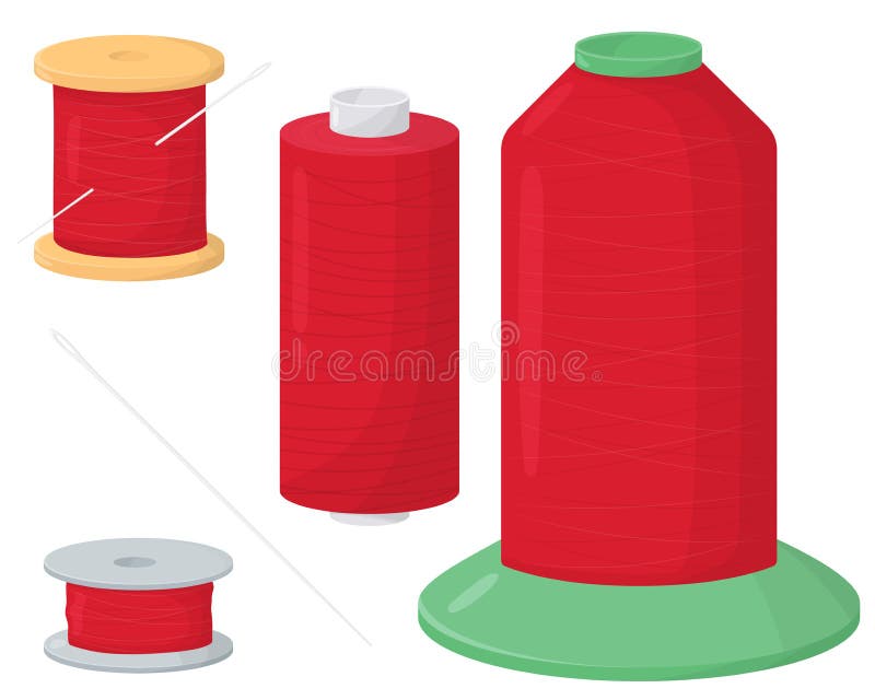 Spool of Red Thread Isolated on White. Vector Illustration Stock Vector ...