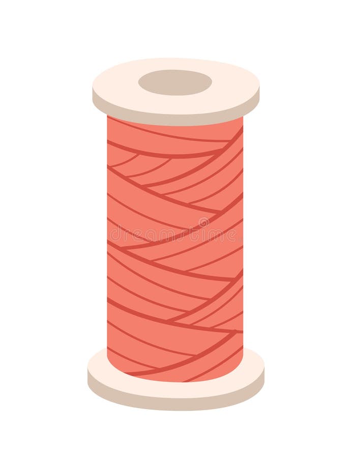 Spool of Red Thread Vector Illustration Isolated on White Background ...