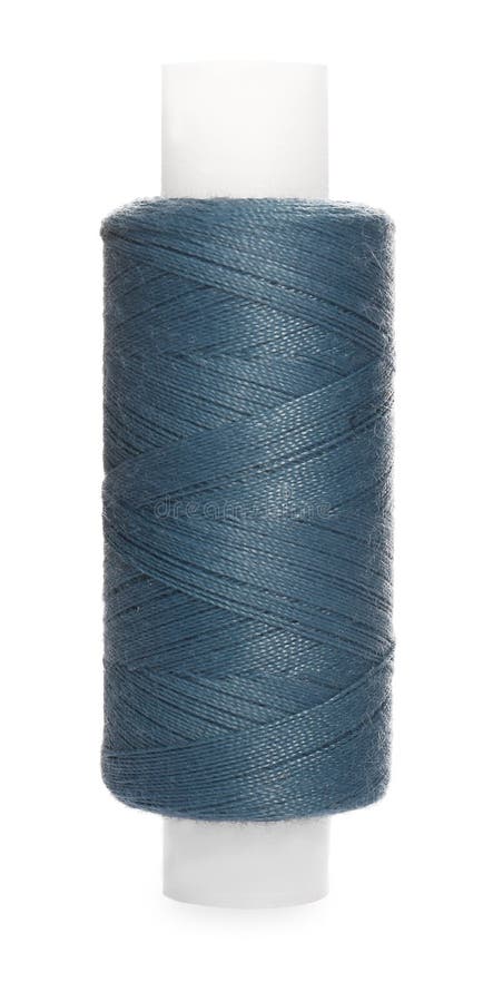 Spool of Steel Blue Sewing Thread Isolated on White Stock Image - Image ...