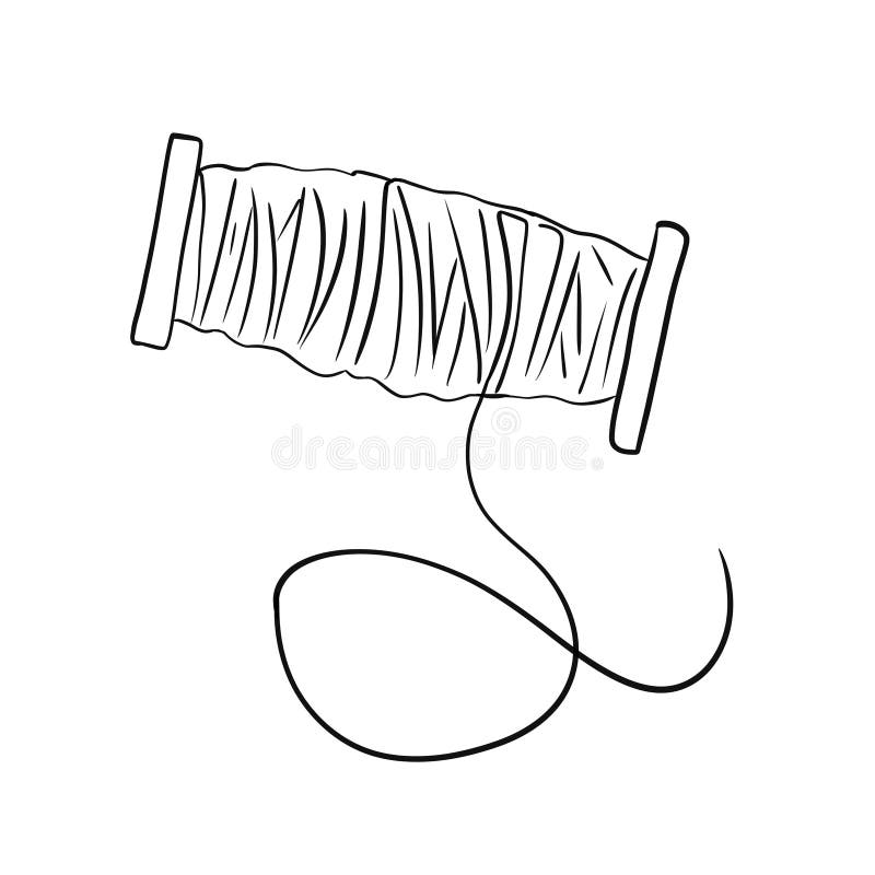 Spool of Thread, Black and White Illustration Stock Illustration ...