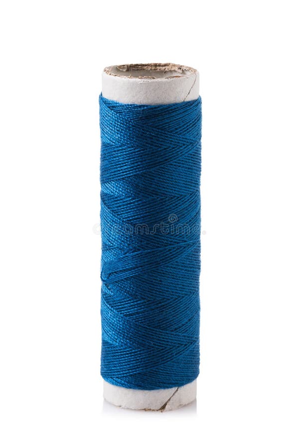 Spool of Thread in Blue Isolated on White Background Stock Photo ...