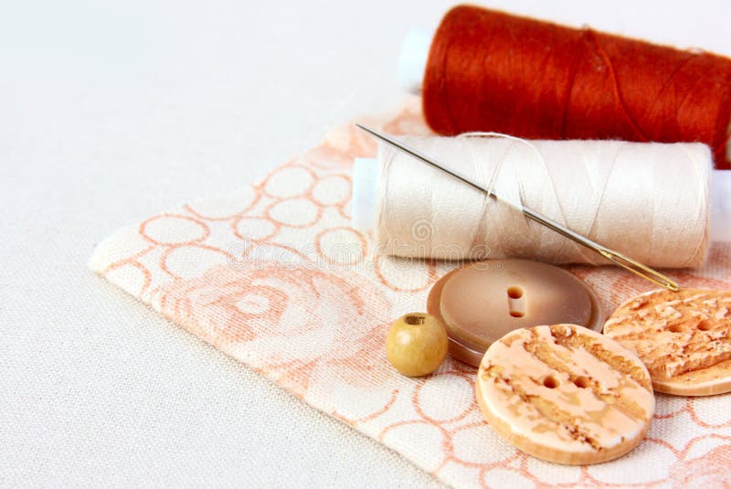 Needle, thread and buttons stock illustration. Illustration of ...